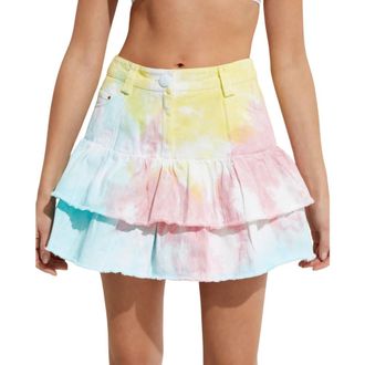 LoveShackFancy Rosa Tie-Dye Denim Rock - - Skirts - Damen - Mehrfarbig - XL
