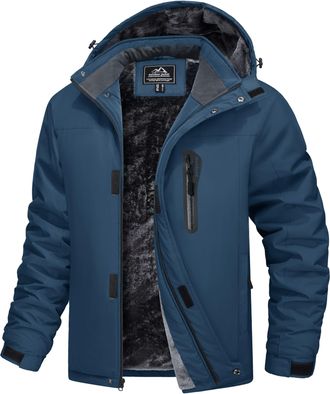 Magcomsen Herren Winter Skijacke Atmungsaktiv Gef&uuml;ttert Jacke Wasserdicht Softshelljacke Herren Warme Outdoorjacke mit Vielen Taschen Wandern Trekking &Uuml;bergangs