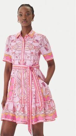Hale Bob Sommerkleid with linen Aula 61SG670A Rosa Regular Fit
