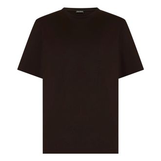 Ermenegildo Zegna Homme, Tops, Brun, Taille: 2XL T-shirt en coton &agrave; manches courtes