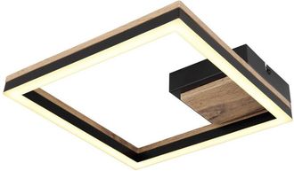 Globo Lighting Plafonnier semi-encastr&eacute; LED int&eacute;gr&eacute; noir mat carr&eacute; LED 3000K