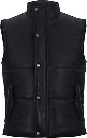 Infinity Leather Gilet Rembourré en Cuir Noir pour Homme L