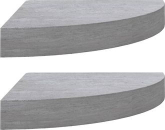 Generic vidaXL 2X Eck Wandregal Eckregal B&uuml;cherregal H&auml;ngeregal Schweberegal Wandablage Regal Dekoregal B&uuml;roregal Wohnzimmer Betongrau 25x25x3,8cm MDF