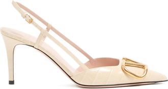 Valentino Garavani Vlogo crocodile effect slingback pumps - Nude