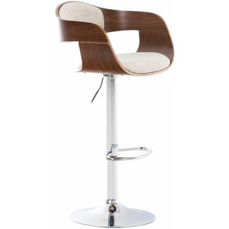 Clp Tabouret de cuisine Kingston en tissu / cr&egrave;me en noyer