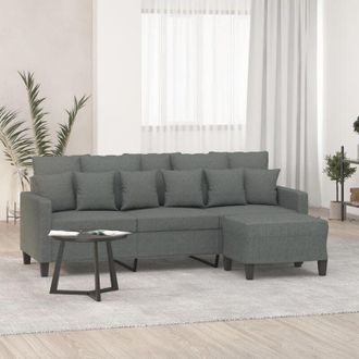 vidaXL Vidaxl - Canapé à 3 places avec repose-pieds Gris foncé 180 cm Tissu
