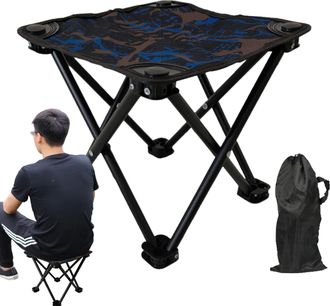 Generico Campingstuhl, tragbarer Klappstuhl f&uuml;r Camping, robuster Hocker mit Aufbewahrungstasche und komfortablem St&auml;nder f&uuml;r Reisen, Strand und Wandern