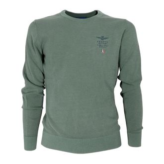 Aeronautica Gr&uuml;ner Baumwoll-Rundhalsausschnitt Pullover Ma1394 - - Knitwear - Herren - Gr&uuml;n - S