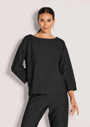 Madeleine Langarmshirt Halbarm Glanzgarn-Oberteil Femininer U-Boot-Ausschnitt, 3/4-&Auml;rmel-Pullover