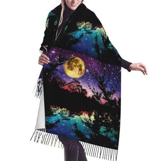 Generic Ciel Nocturne Avec Des Arbres Femme Etole Avec Gland &Eacute;charpe Classique Foulard Pour Mariage Cadeau Automne Soir&eacute;e