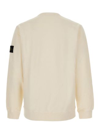 Stone Island Mens Zip-Up Hoodie White Organic Cotton Sweatshirts Sweater