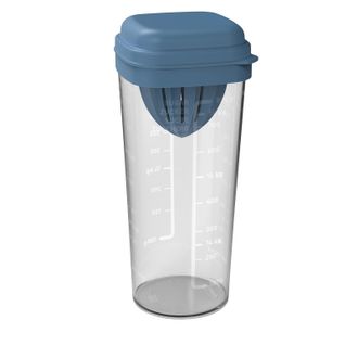 Rotho 1043206161 Loft Shaker mit verschiedenen Aufs&auml;tze und Skala, lebensmittelechter Kunststoff (PP) BPA-frei, blau/transparent, 1l