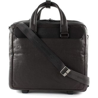 Piquadro Schwarze Quadratische Rollkoffer Laptoptasche - - Bags - Herren - Braun - ONE SIZE