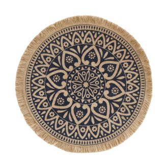Lurrose Dekoratives Tischset aus Jute mit Fransen 40cm Durchmesser Runde Geschirrmatte f&uuml;r Haushalt Esszimmer und Caf&eacute;