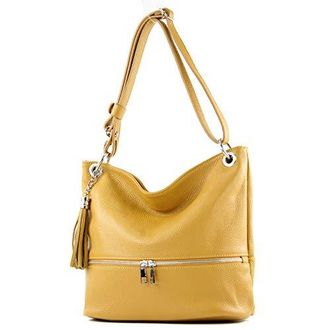 modamoda.de épaule ital/sac à bandoulière en cuir T143, Couleur:jaune moutarde