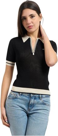 Guess Femme, Tops, Noir, Taille: 38 FR Gabry Cropped Polo