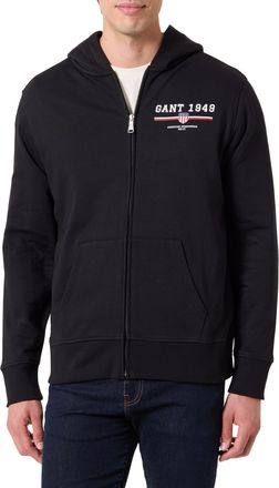 GANT Herren Graphic Full Zip Hoodie Kapuzenpullover, Black, L