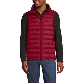Lands End Ultraleichte verstaubare Wanderweight-Daunenweste, Herren, Größe:56-58 regular, Rot, Polyester/Nylon/Daunen, by Lands End