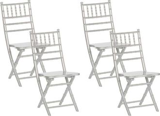 Beliani Beliani - Esszimmerstuhl 4er Set Silber Buchenholz Sperrholz Klappbar Modern