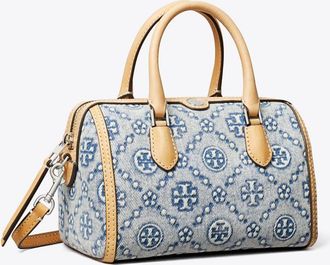 Tory Burch Petite Barrel Bag aus Denim mit T-Monogramm