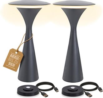 8 Seasons design Tischlampen kabellos 2er Set, dimmbar, Outdoor & Indoor - Hello Space - USB Ladestation, 27cm, Aluminium (anthrazit), LED warmweiß bis kaltweiß