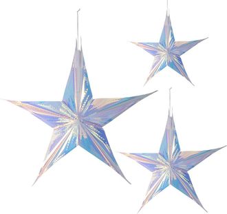 Happyyami 3pcs irisierende hängende Dekorationen Stern Folie dekorativ Regenbogen Glanz Party Ornamente für Weihnachten Hochzeit Geburtstag 12inch 16inch 24inch