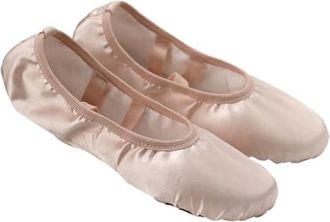 IFUNDOM Chaussures De Ballet &agrave; Semelle Souple Satin&eacute;es pour Femmes Adultes, Chaussures De Gymnastique Et Yoga, Couleur Chair, Taille 37, pour Danse Classique 