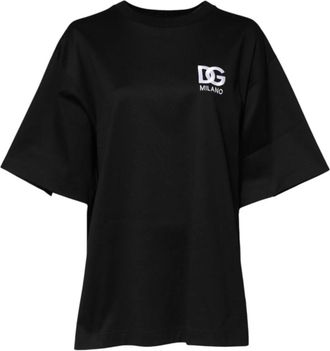 Dolce & Gabbana Homme, Tops, Noir, Taille: S T-shirt Broderie Logo