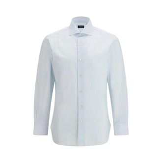 Finamore Gemustertes Baumwollhemd - - Shirts - Herren - Blau - 3XS