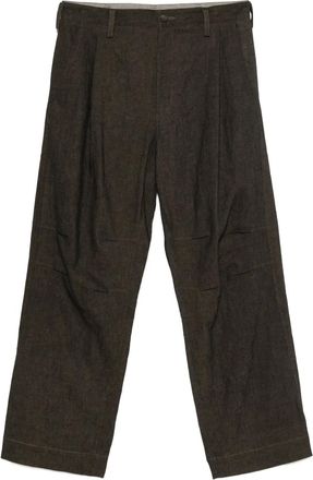 Ziggy Chen pantalon à détails plissés - Marron