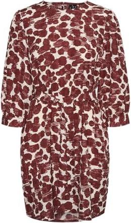 Vero Moda Vmpila Robe Courte 3/4 WVN Mini, Brick/AOP : senya, S Femme