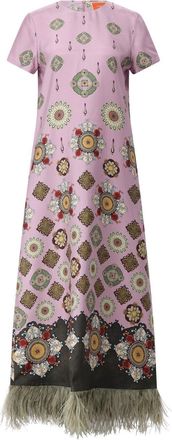 La DoubleJ Maxi-Seidenkleid mit Federn