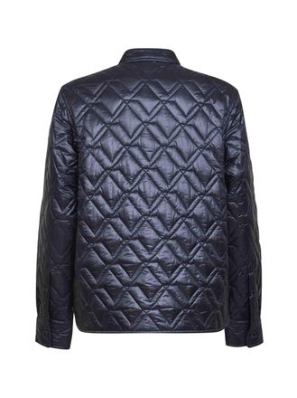Moncler Womens Blue Quilted Padded Shirt Jacket Polyamide