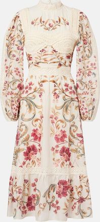 Farm Rio Midikleid aus Baumwolle mit H&auml;kelstrick