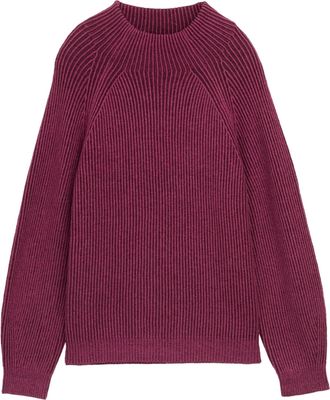 Tom Tailor Damen 1047670 Loose Fit Strickpullover mit Stehkragen, 38881-Red Rib Structure, 3XL