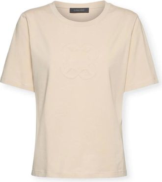 Elena Miro Femme, Tops, Beige, Taille: 38 FR T-shirt &agrave; monogramme en relief