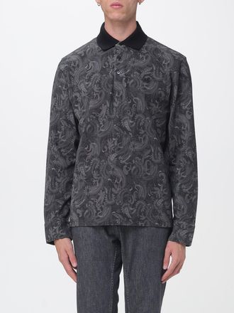 Etro Lang&auml;rmeliges Poloshirt von aus Baumwollpiqu&eacute; mit Paisley-Print