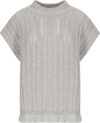 KANGRA round-neck fringed-detail top - Grau