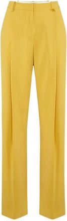 Elisabetta Franchi Femme, Pantalons, Jaune, Taille: 42 FR Pantalon en Cr&ecirc;pe L&eacute;ger avec Charme Logo