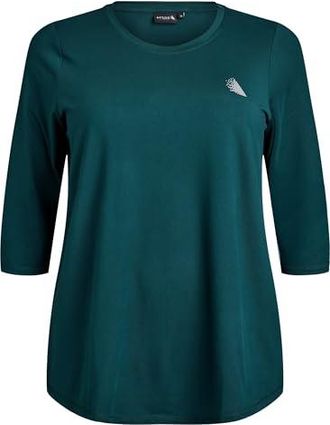 Zizzi Active by T-shirt dentraînement pour femme avec manches 3/4 Taille 42-56, Pins ponderosa, 50-52 grande taille