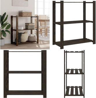 vidaXL Support de rangement &agrave; 3 niveaux noir 80x38x90 cm bois pin - Etagere Bois - Rangement Atelier - Rangement Maison - Support Rangement - Mobilier