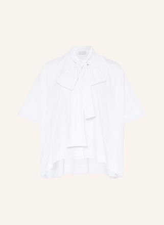 Milano Milano Italy Oversized-Bluse Mit Abnehmbarer Schluppe weiss