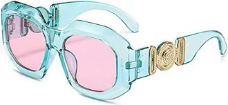 Generic Lunettes de soleil vintage irrégulières pour femmes dégradé lunettes de soleil nuances féminines, Bleu Rose, Taille unique