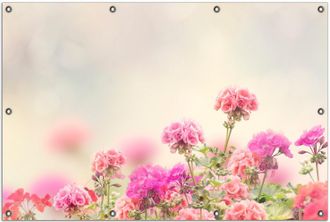 Wallario Outdoor-Poster f&uuml;r Garten oder Balkon Zarte Bl&uuml;ten in Rosa, Motivbanner Gr&ouml;&szlig;e: ca. 100 x 150 cm, Outdoor-Bild