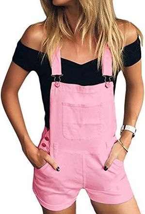 Onsoyours Femme Salopette Bretelles Été Lin Jumpsuit Combinaisons Bodysuit Loose Casual Coton Large Ample Harem Sarouel Shorts Pantalon Court avec Poches Bodysu