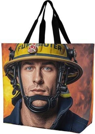 Generic Pompier Sac Fourre-Tout Imperm&eacute;able Sacs De Courses L&eacute;ger Sac Fourre Tout Pour Plage Voyage Universit&eacute;