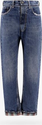 Maison Margiela Cotton jeans with wool madras details - MAISON MARGIELA - gender_Man