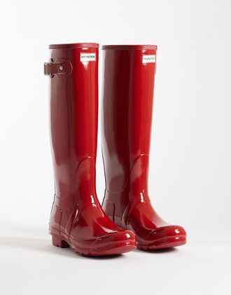 Hunter Original - Gummistiefel in gl&auml;nzendem Merlot mit hohem Schaft-Rot