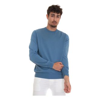 Gran Sasso Baumwoll Rundhals Pullover - - Knitwear - Herren - Blau - 5XL