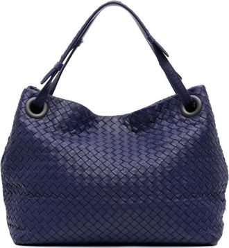 Bottega Veneta 2012-2025 mittelgro&szlig;e Intrecciato Garda Tote Bag aus Nappaleder - Blau
